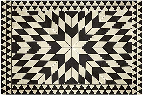 Carolina Creekhouse Vinyl Rug - Lila (042260CI) Vintage Rugs Flooring, Decorative Mats, Waterproof, Eco-Friendly - Non-Slip 3'x5' Black