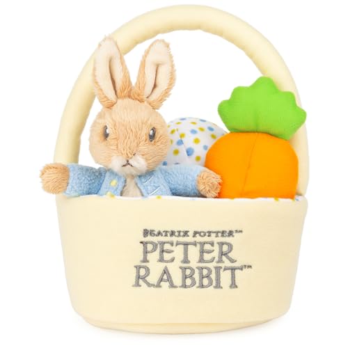 GUND Beatrix Potter Peter Rabbit Easter Basket Sensory Toy Playset, 4-Piece Plush Toy Playset for Ages 1 and Up, 8.5β