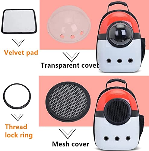 Enkarl Cat Carrier Backpack, Pet Backpack Bubble Rucksack Front Pack for Cat Puppy Dog Capsule Space Backpack, Pet Carrier for Travel Hiking Walking Camping. (Red and White)
