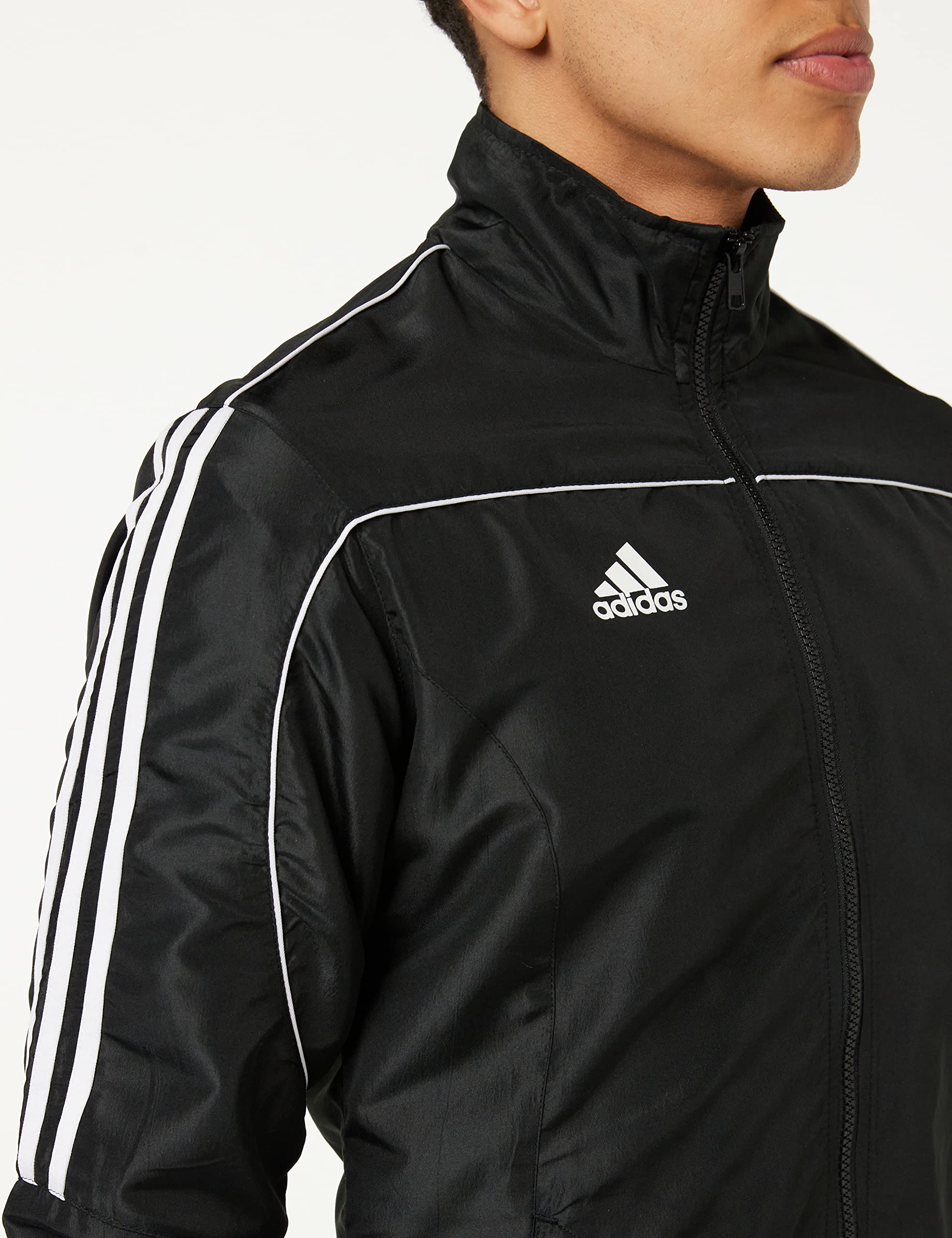 adidas Combat Sports 3-Stripes 100% Polyester Long Sleeve Light Track Jacket - Black White - 152 (Youth Medium)