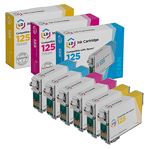 LD Products Remanufactured Ink Cartridge Replacement for Epson 125 (2 Cyan, 2 Magenta, 2 Yellow, 6-Pack) Compatible with Stylus NX420, NX230, NX130, NX625, NX125, NX127, NX530, Workforce 520, 320