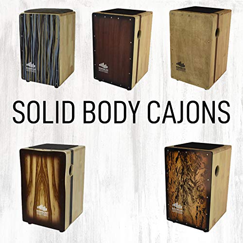 Echoslap Solid Siam Oak Bass Cajon - Vintage Dark Faceplate, Hand Crafted Solid Body for Deep Bass Tones, 6 Adjustable Snare Wires for Crisp Buzz, Two Sound Holes, Padded Seat + Free Backpack Gig Bag