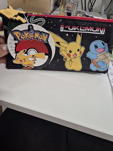 Pokemon Pencil Case for Boys and Girls - Pikachu School Supplies - Triple Compartment Pencil Pouch - Anime Gifts