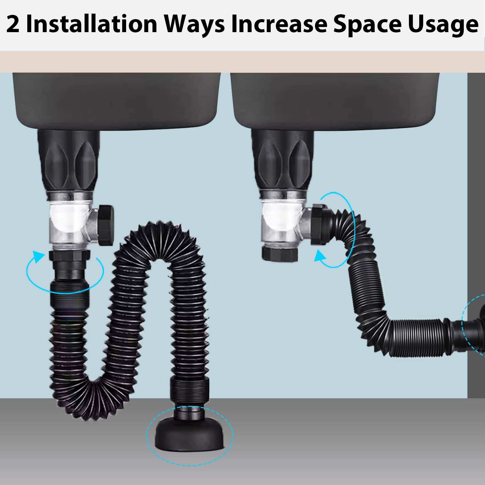 Bathroom Sink Drain Kit P Trap Bathroom Sink - Anti-Odor Flexible Expandable Sink Drain Pipe Snappy Trap with Built in Anti-clogging Stopper for 1-1/4'' & 1-1/2'' Drain Hole or RV Sink Drain