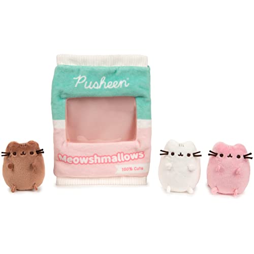 GUND Pusheen Meowshmallows Bag of Treats with Removable Mini Plush, Stuffed Animals for Ages 8 and Up, Pink/Green, 7.5â