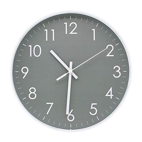 Epy Huts Modern Simple Wall Clock Indoor Non-Ticking Sweep Decorative Wall Clocks Battery Operated with Clear Numbers Easy to Read Wall Clock for Office,Bathroom,Livingroom Decorative 10 Inch Gray