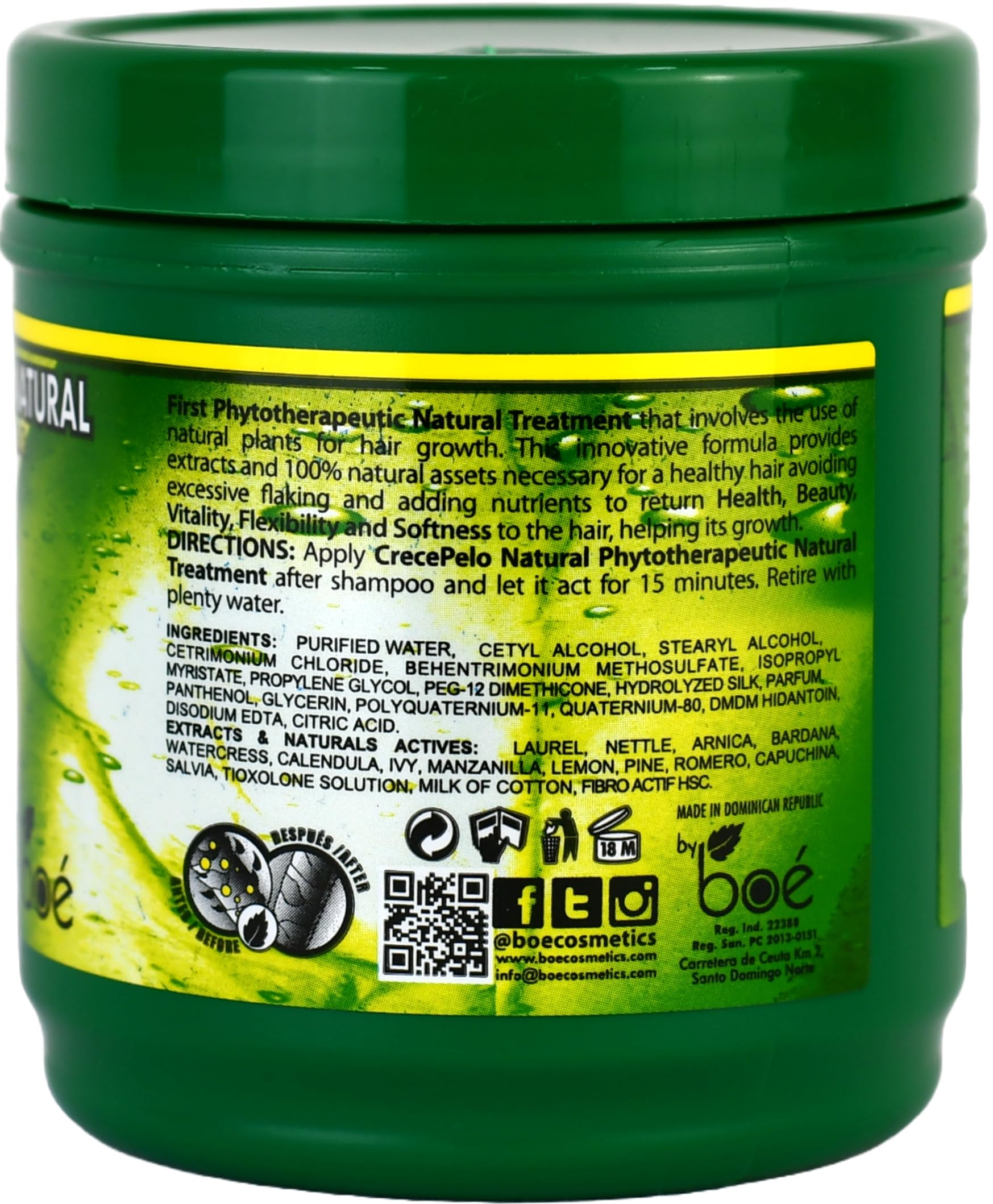 Boe Crece Pelo Treatment Jar, 8.46 oz/240g