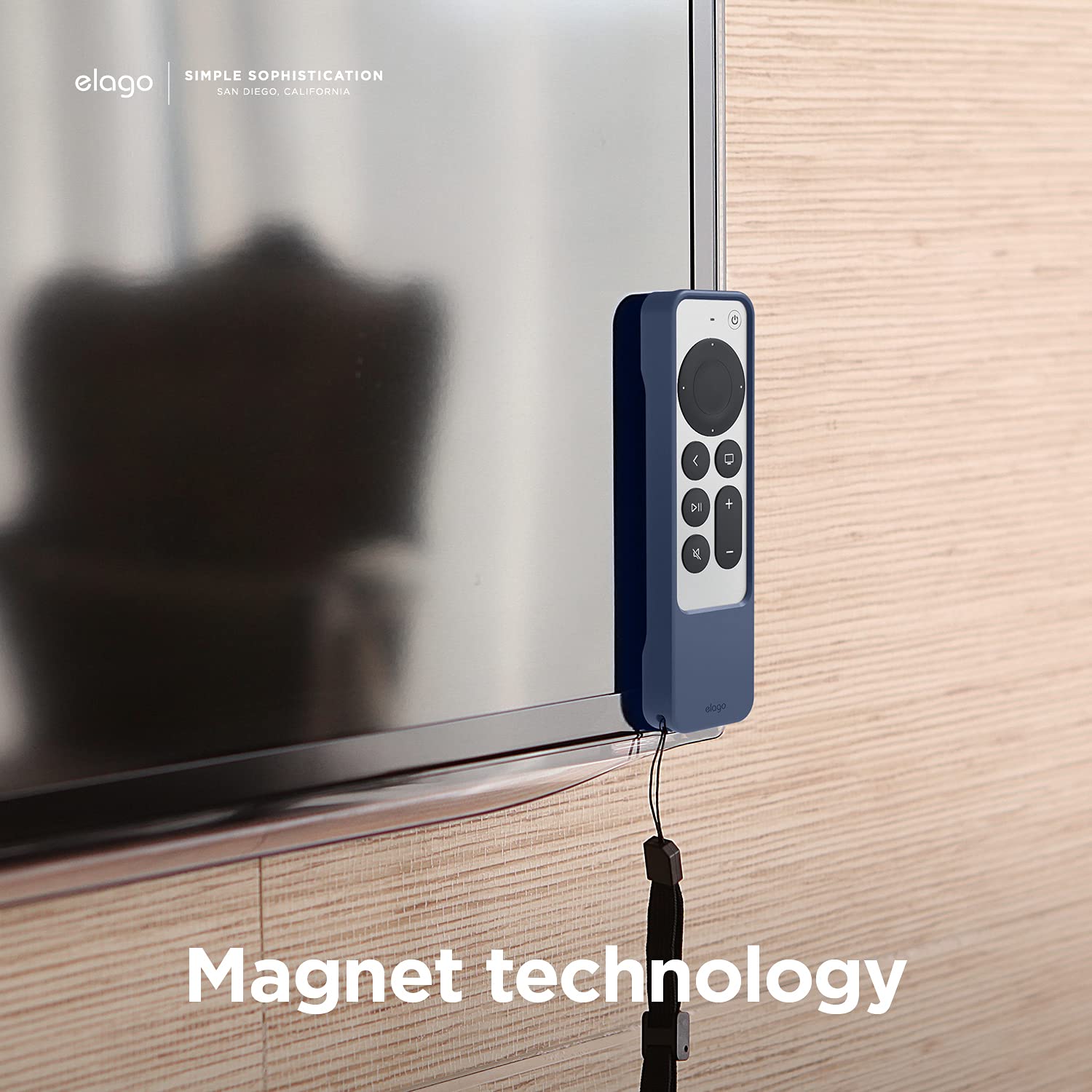 elago R1 Case Compatible with 2022 Apple TV 4K Siri Remote 3rd Gen, Compatible with 2021 Apple TV Siri Remote 2nd Gen- Magnet Technology, Lanyard Included, Full Access to All Functions [Jean Indigo]