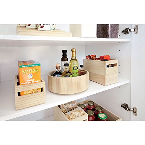 iDesign Renewable Paulownia Wood Collection Storage Bin with Handles, 10" x 7.5" x 6", Natural