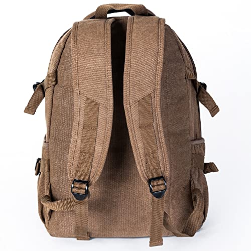 Cango Canvas Multipurpose Daypack Travel large Storage Space Durable and Lightweight Outdoor Backpack with Multiple Compartments and Adjustable leather Straps