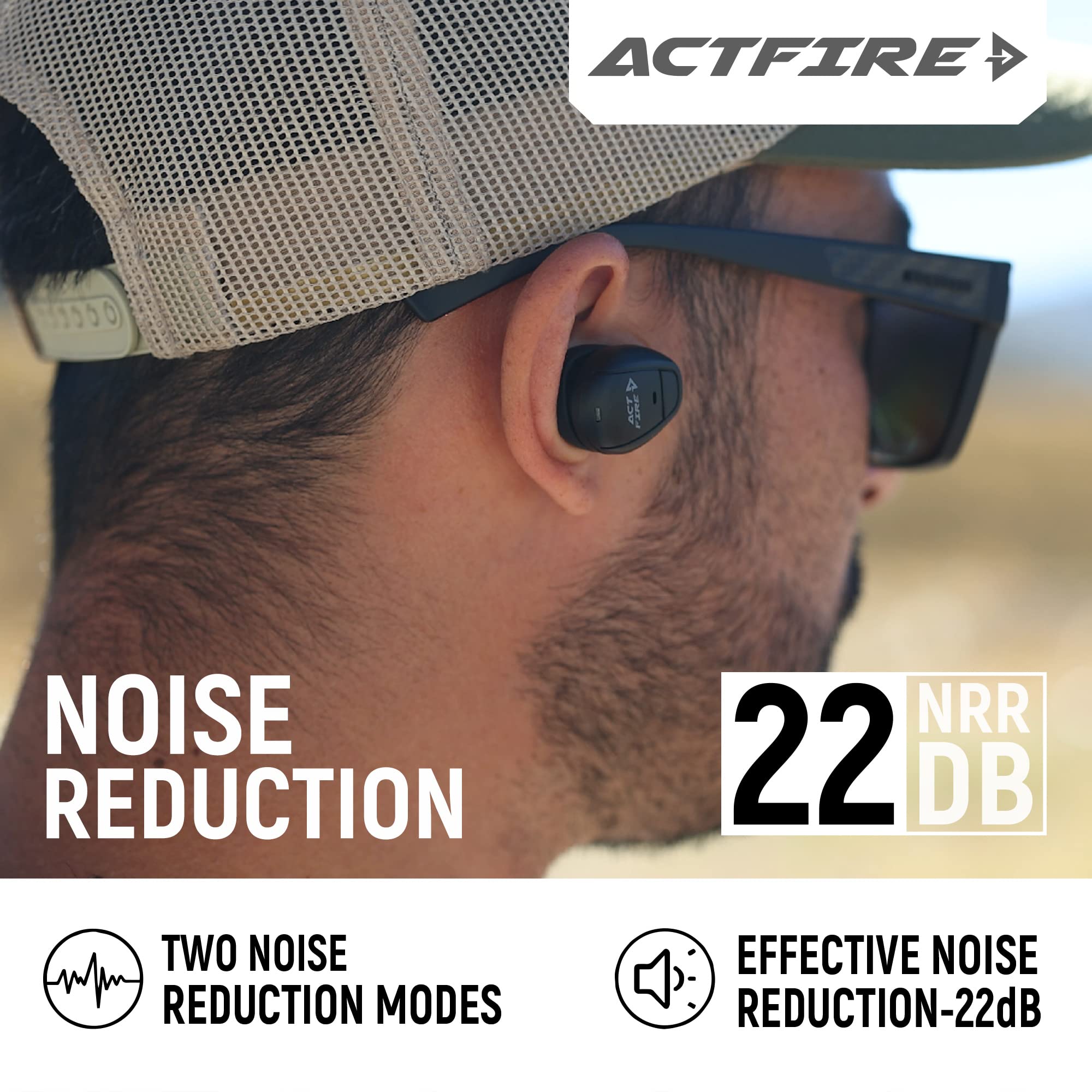 ACT FIRE Shooting Ear Protection NRR 22dB Hearing Protection Earbuds Electronic Shooting Earplugs with Charging Case for Shooting, Hunting, Range
