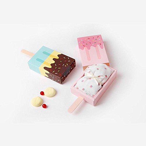 Pack of 50 Ice cream shape gift Candy boxes,kids party,favor box,Popsicle Candy Folding Paper Box Korean Cartoon Drawer Cute (Pink)