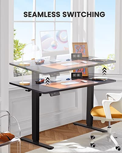 ErGear Electric Standing Desk 48 x 24 Inches, Height Adjustable Sit Stand up Desk, Memory Computer Workstation Table with Splice Board for Home Office, Black