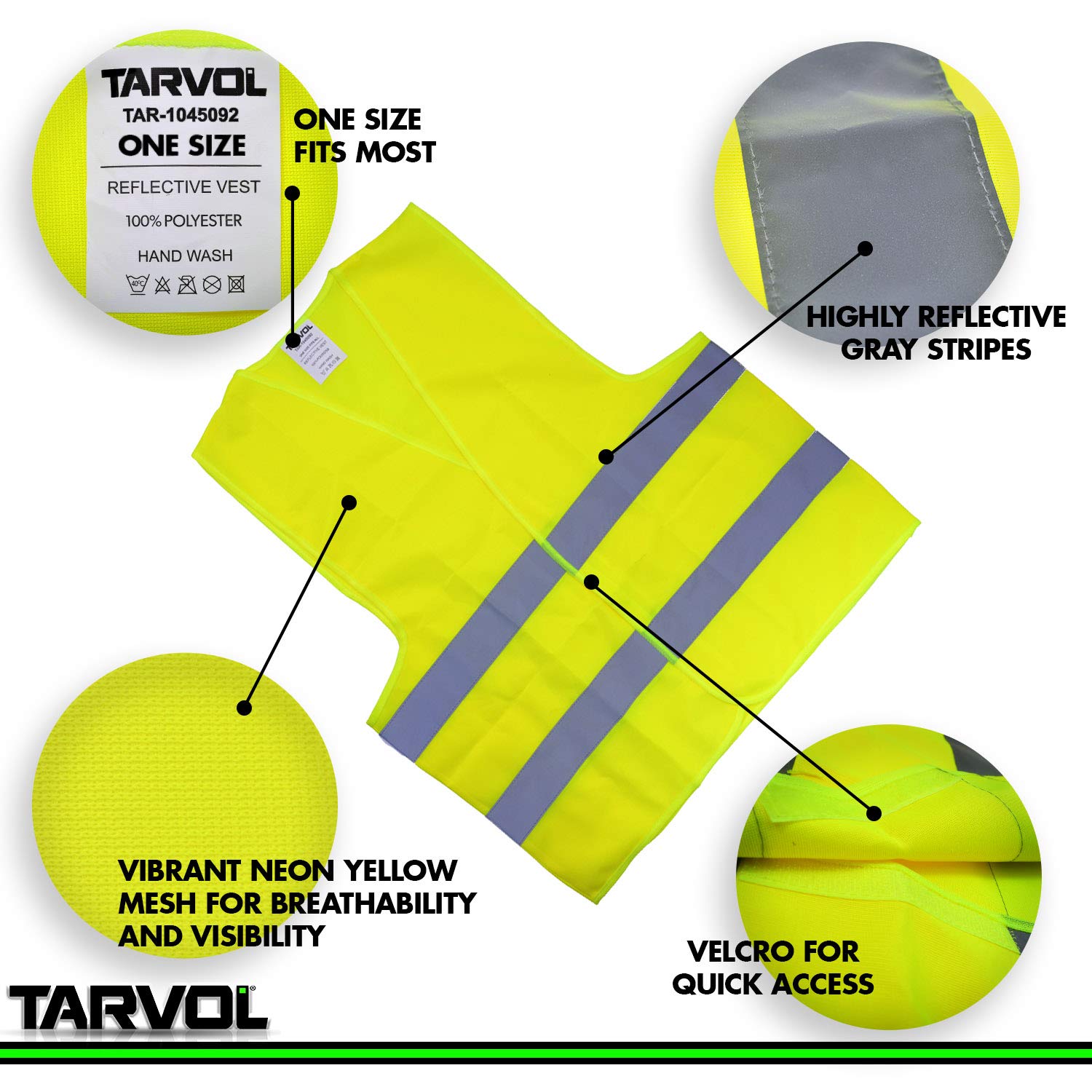 Safety Reflective Vest (ULTRA HIGH VISIBILITY BRIGHT NEON YELLOW) Perfect for Running, Jogging, Walking, Construction, Cycling, Motorcylcle Riding, and More!