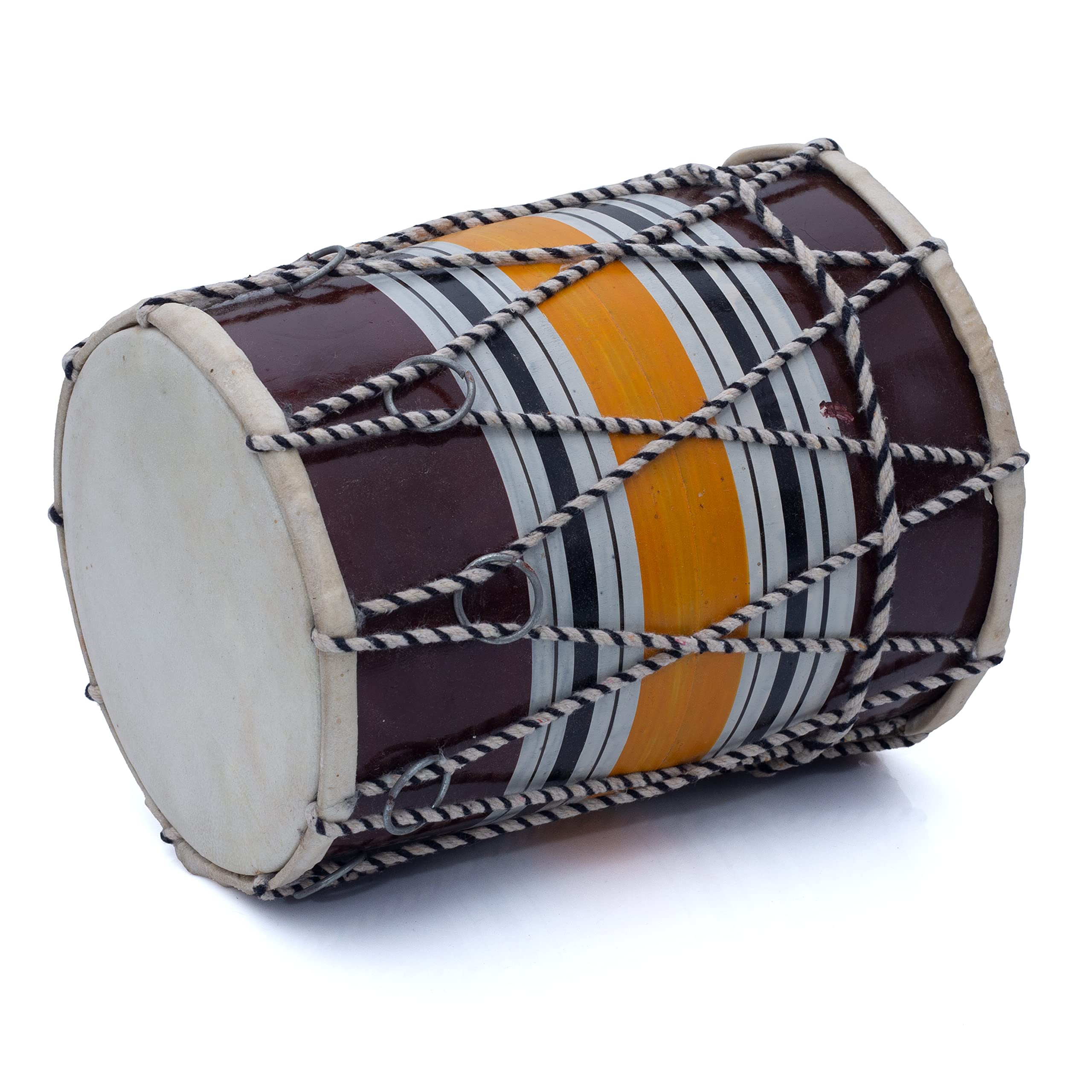 8 x 6 Inch Handmade Wooden & Leather Classical Indian Folk Tabla Drum Set Hand Percussion Drums World Musical Instruments Punjabi Dhol Dholak Dholki 8 x 6 Inches Fun Birthday Housewarming Gift Ideas