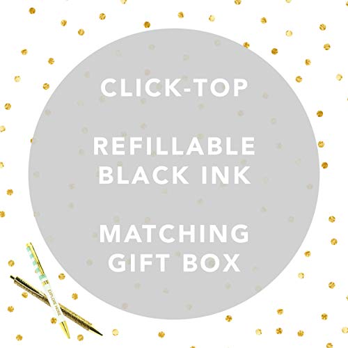 Graphique Pretty Floral Fashion Pen, 5.5" Refillable Black Ink Ballpoint Pink w/"Think Happy" Quote & Matching Gift Box, Makes a Beautiful, Unique Gift