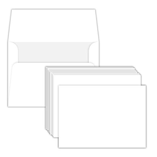 Heavyweight Blank White Flat Note Cards and Envelopes - Great for Announcements, Invitation, Thank You, Greeting, Printing Holiday Cards | 4 1/2ā x 6ā (A6) | 50 Sets Per Pack | Not a Fold Over Card