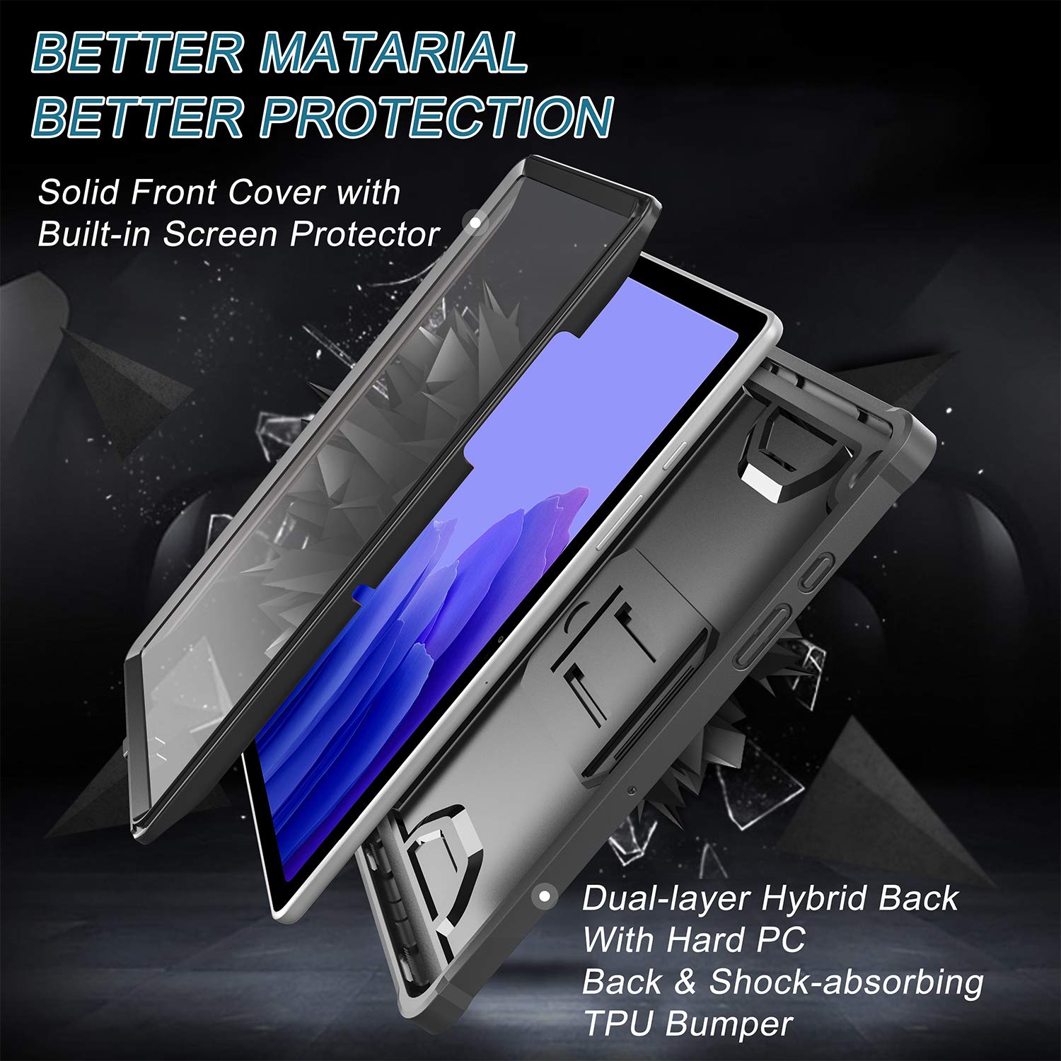 Soke Galaxy Tab A7 Case 10.4 Inch (SM-T500 / T505 / T507),with Built-in Screen Protector, Rugged Full Body Protective Case for 2020 Samsung Galaxy Tab A7 10.4 (Black)