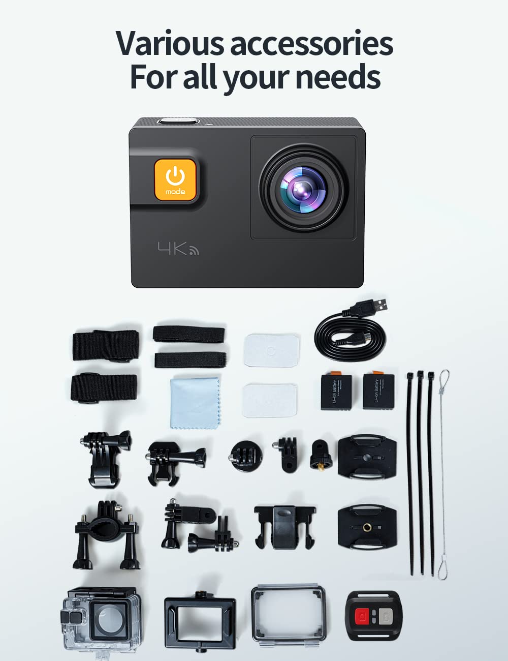 Action Camera 4K 60FPS 20MP Touch Screen 8X Zoom with Carrying Case,Wi-Fi EIS 40M Waterproof Underwater Vlog CamcoderRemote Control Sports Cam with Mounting Accessories Kit