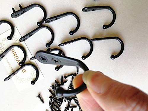 PAINISTIC 25 Pieces Wall Mounted Coat Hook Robe Hooks Cloth Hanger Coat Hanger Coat Hooks Rustic Hooks and 54 Pieces Screws for Bath Kitchen Garage Single Coat Hanger Black Color