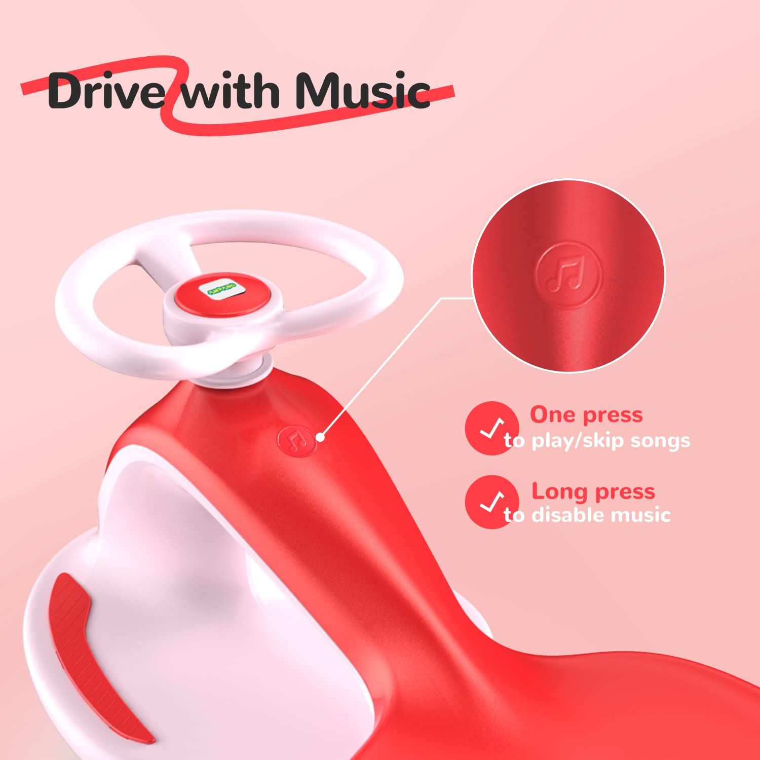 Electric Wiggle Car, ANPABO 2 in 1 Wiggle Car Ride on Toy with Pedal, Adjustable Length, Light Up Wheels, Rechargeable Battery, Anti-Rollover Structure, Swing Car with Music for Kids 3 Years and Up