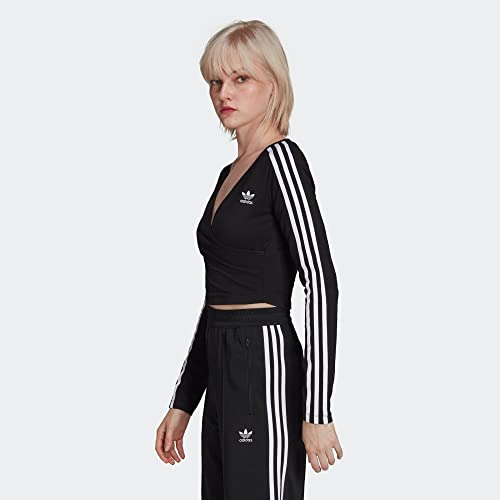adidas Originals Women's Adicolor Classics Cropped Long Sleeve, Black, Large