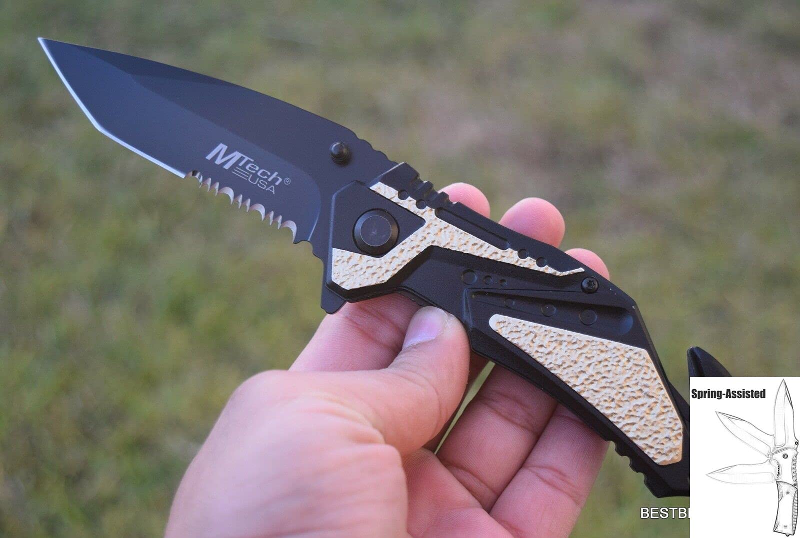 8.25 Inch Mtech Tactical Stainless Steel Open Folding Pocket Knife With Clip Outdoor Survival Hunting Knife for Camping by Survival Steel
