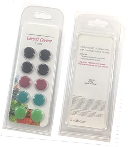 iPhone Earphones Headphones Replacement Foam Pads Cushions 5 Pack in 4 Colors Universal - T-MOBILE Retail Packaging