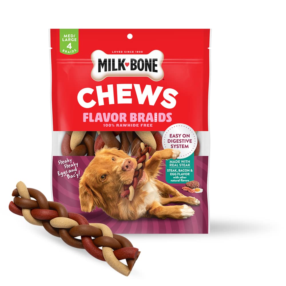 Milk-Bone® Chews Flavor Braids Medium/Large Long Lasting Dog Chews — Steaky Steaky Eggs and Bac’y!