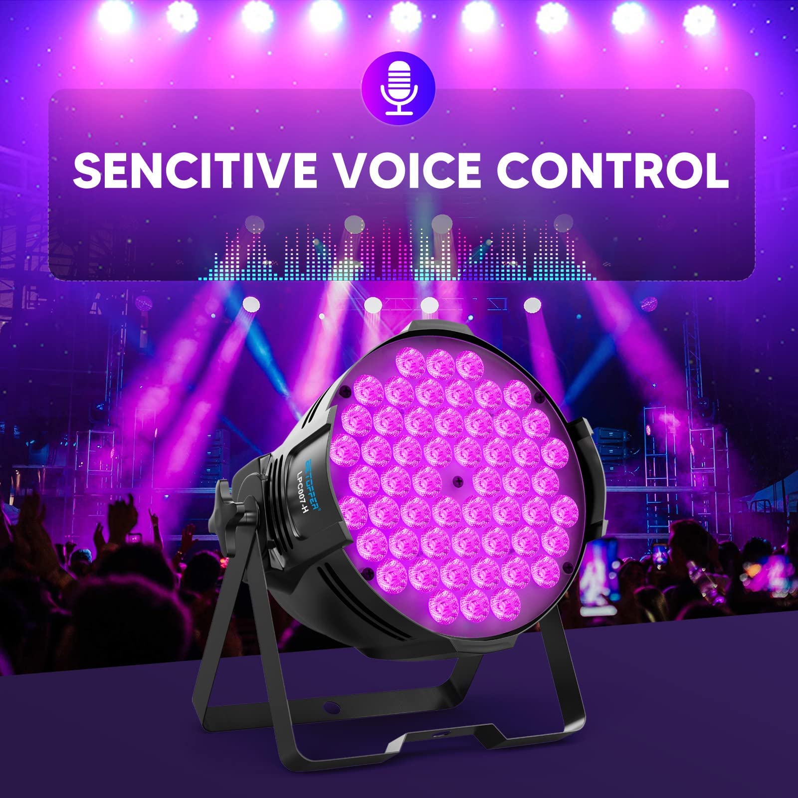 Betopper Strobe Light - Stage Lights Par Lights 54x3W RGB 3-in-1 dj Lights for Parties Professional Disco Backdrop Birthday Dancing Lights for Wedding Bar Yard Room