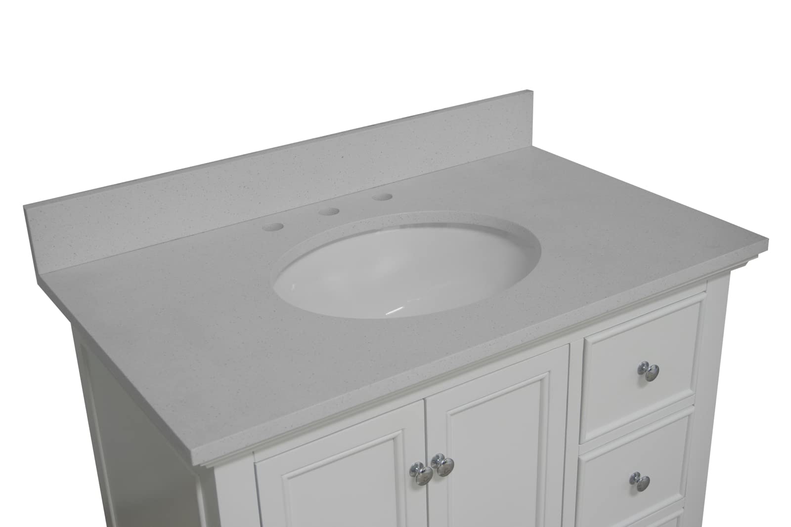 Bella 36-inch Bathroom Vanity (Quartz/White): Includes White Cabinet with Stunning Quartz Countertop and White Ceramic Sink