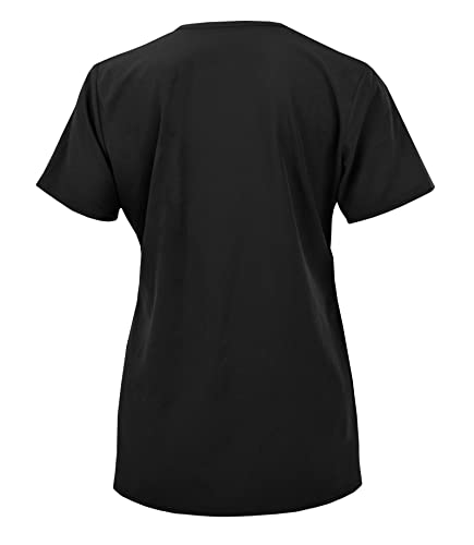 Green Town Women's Medical Nursing Tuck-In V-Neck Scrub Top GT Performance-Black-Large