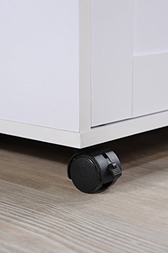 Hodedah Kitchen Island with Spice Rack, Towel Rack & Drawer, White with Beech Top, 15.5 x 35.5-44.9 x 35.2 inches