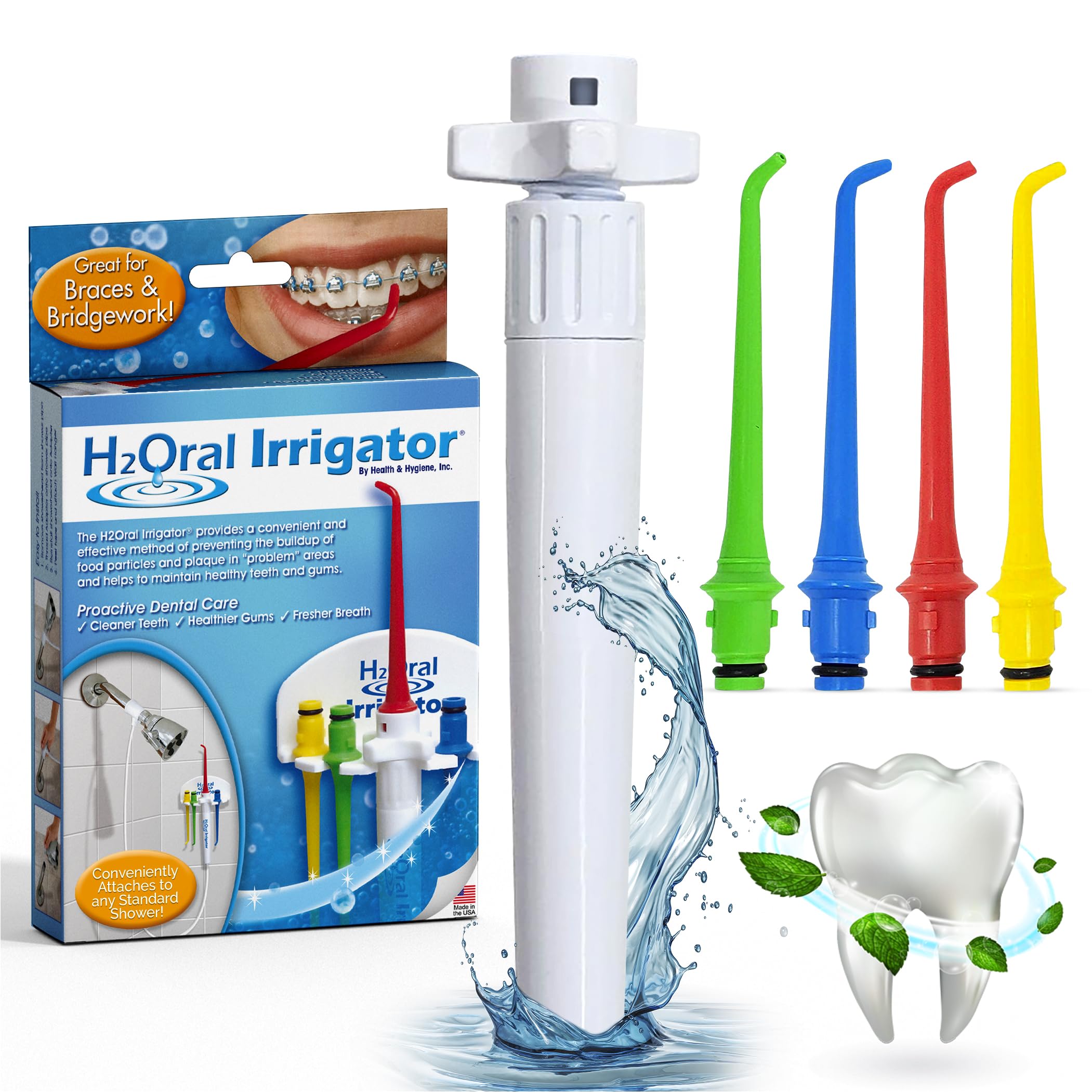 H2Oral Irrigator Dental Care System | Advanced Shower Water Flosser for Healthy Gums and Teeth | Experience Superior Dental Hygiene at Home | Made in U.S.A.