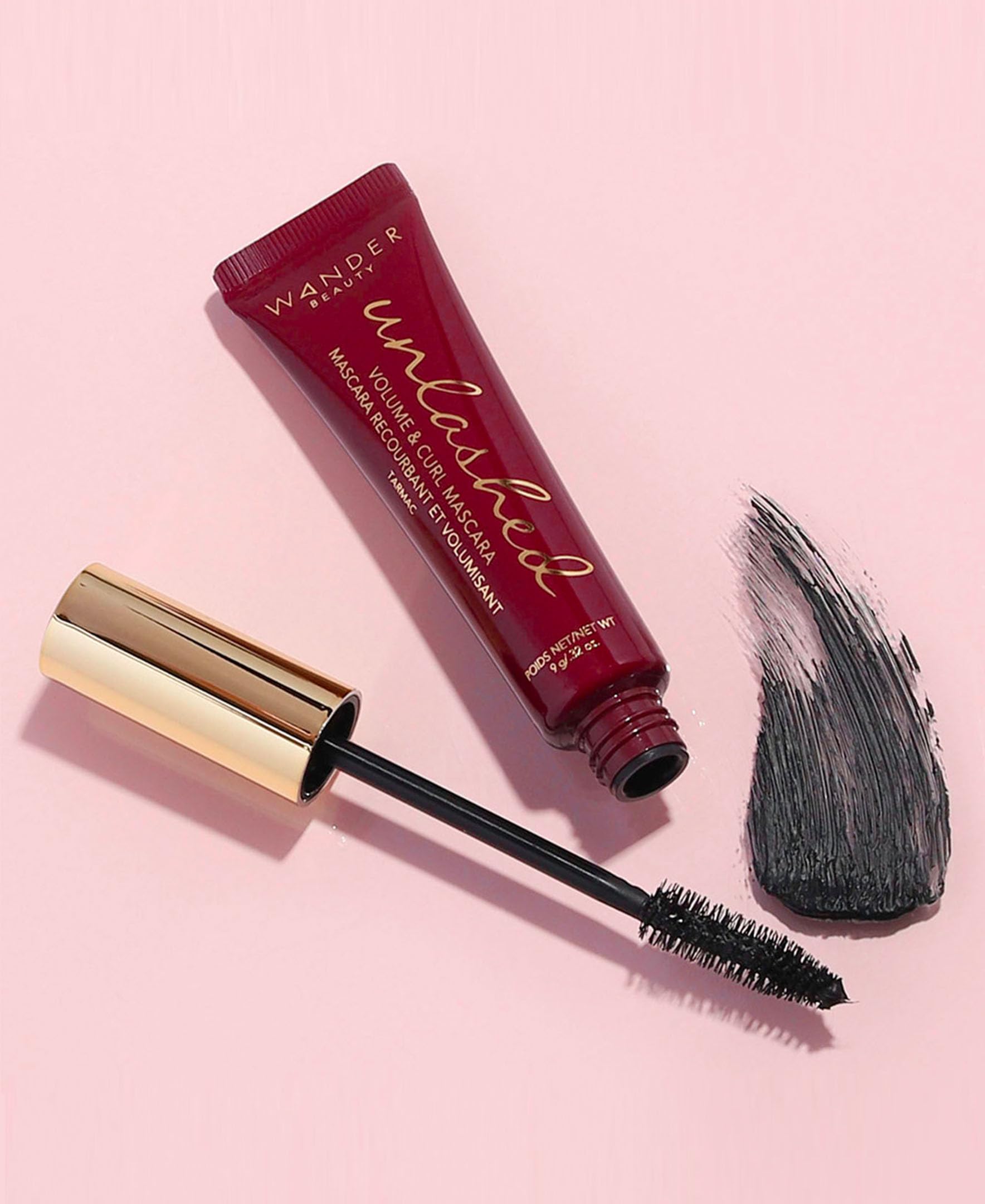 Wander Beauty Unlashed Volume & Curl Mascara - Volumizing, Lash Curling Mascara - 9 in 1 Multitasking Smudge-Proof Makeup - Nourish & Reduce Fallout With Peach Leaf, Vitamin E & B5-0.31 fl oz