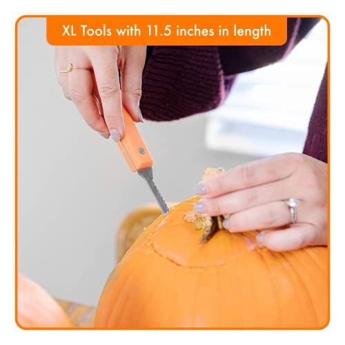 Halloween Professional Pumpkin Carving Kit - Extra Large Stainless Steel Tools (4 Pieces) - Pumpkin Carver for Adults & Kids, Pumpkin Sculpting Set, Halloween Party Decorating