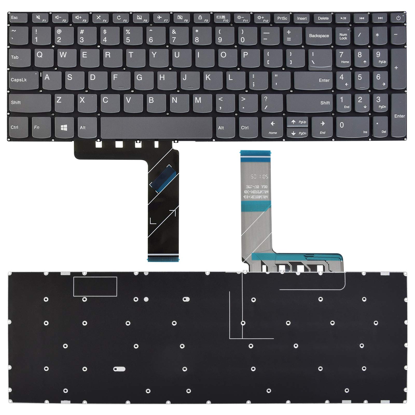 SUNMALL Replacement Keyboard Compatible with Lenovo V145-15AST V320-17isk V320-17ikb.IdeaPad 130-15AST 320-15ABR 320-15AST 320-15IAP 320-17AST 320-17ISK 330-15AST US Layout Grey No Frame