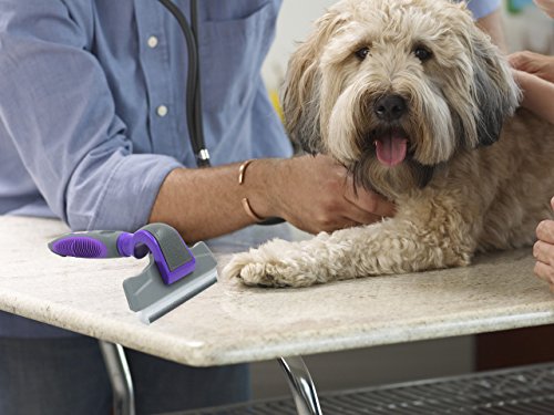 Hertzko Pet Deshedding Tool Gently Removes Shed Hair - for Small, Medium, Large, Dogs and Cats, with Short to Long Hair