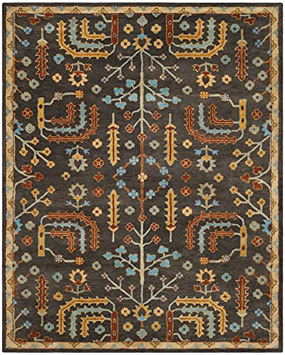 SAFAVIEH Heritage Collection 6' x 9' Charcoal / Multi HG409A Handmade Traditional Oriental Premium Wool Area Rug