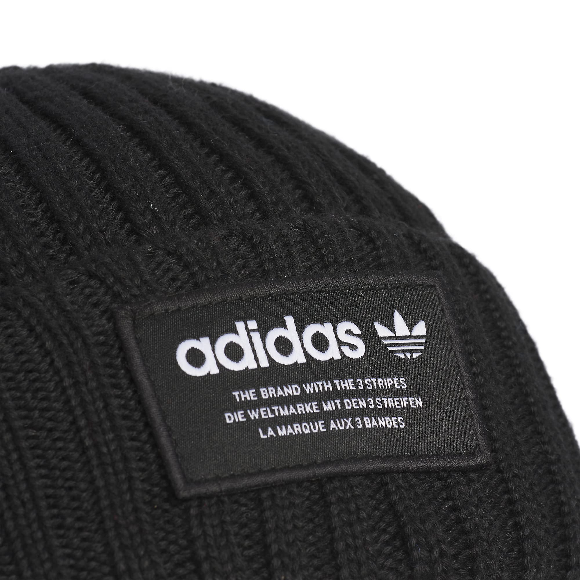 adidas Originals Rib Cuff Fold Beanie, Semi Impact Orange/Black/White, One Size
