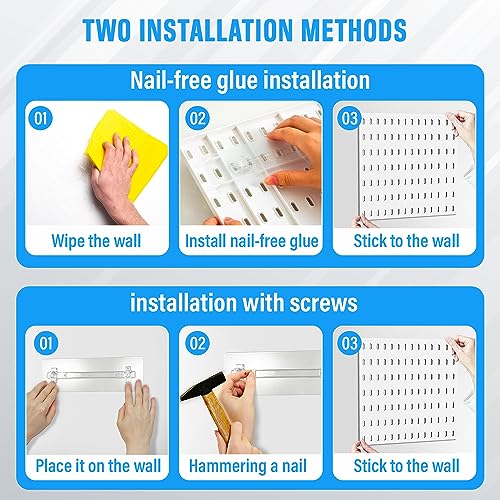 BeyondNovelties Pegboard Wall Organizer, Peg Board set Containing Pegboard x4 and 16 Accessories, Peg Boards for Walls, Office Wall Organizer, Keys Holder on Wall, Office Storage, 22"x22"