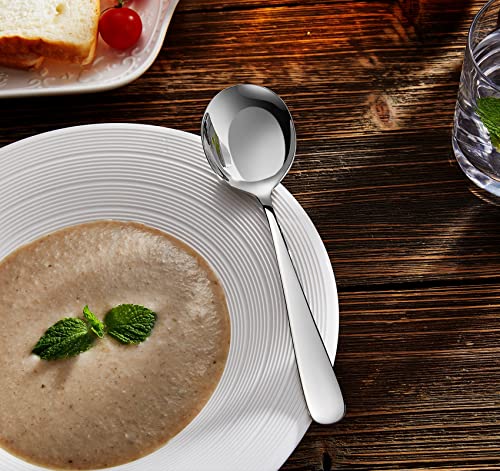 KEAWELL Premium 4-Piece 7" Louise Soup Spoons, 18/10 Stainless Steel, Dishwasher Safe