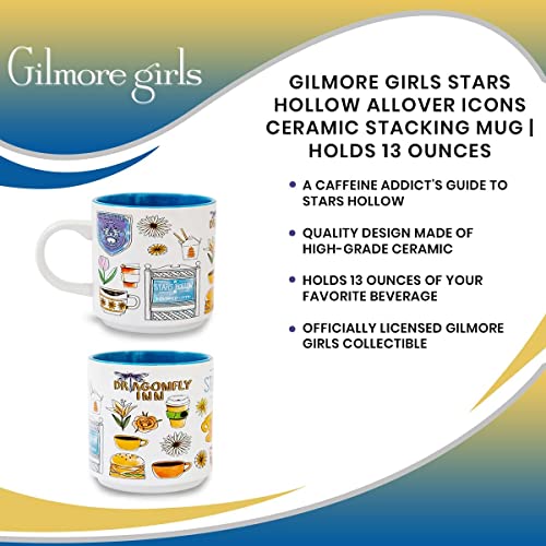 Gilmore Girls Stars Hollow Allover Icons Ceramic Stacking Mug | Large Coffee Cup For Espresso, Caffeine, Beverages, Home & Kitchen Essentials | Cute Gifts and Collectibles | Holds 13 Ounces
