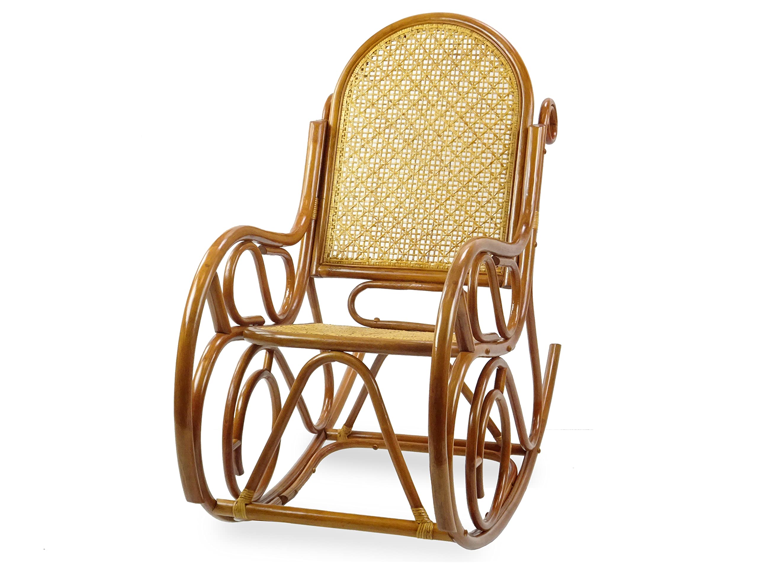 Wickerix Milano Rocking Chair, Natural Rattan Wicker Handmade, ECO, Colonial Color