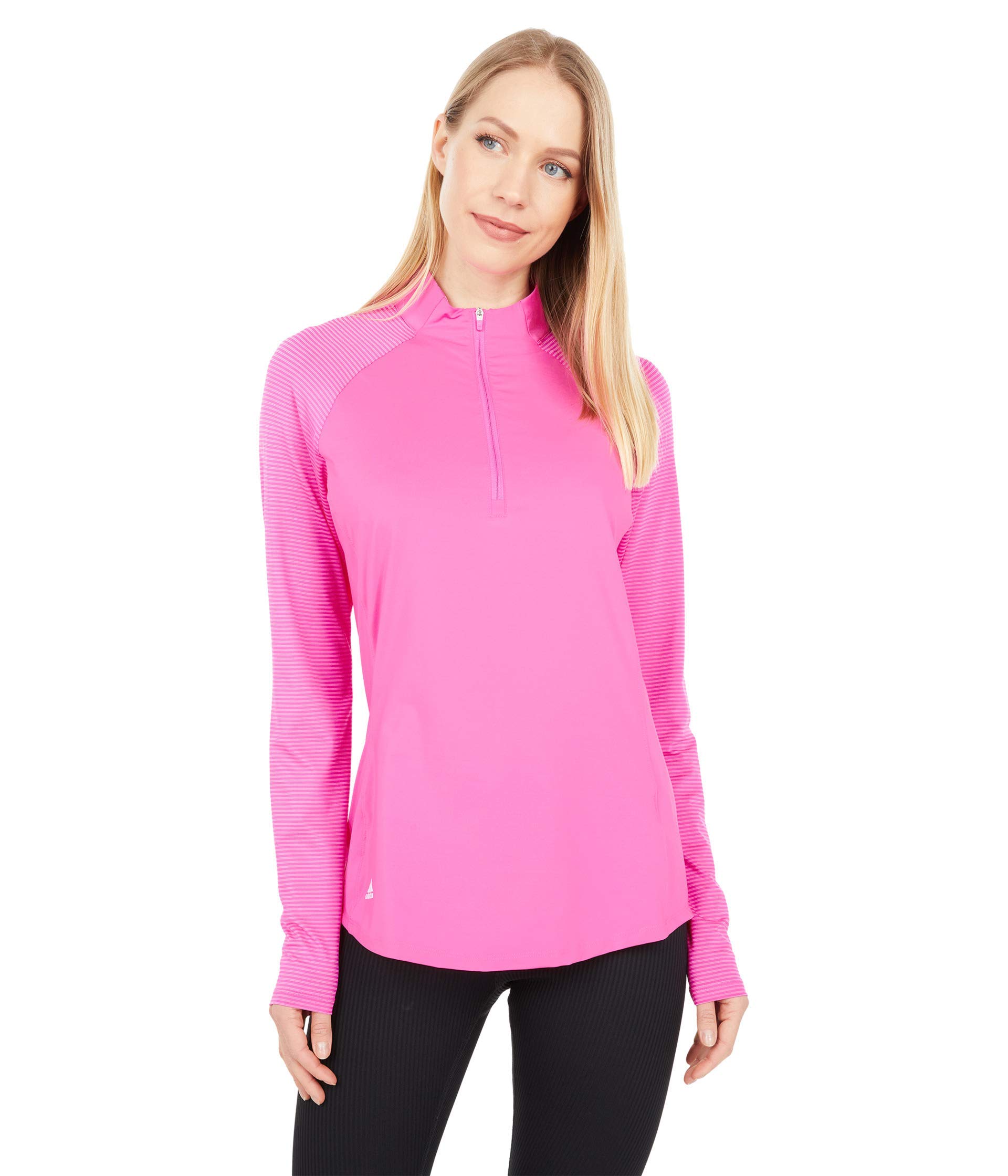 adidas Golf Women's Uv Primegreen Long Sleeve Polo Shirt, Pink, Extra Large