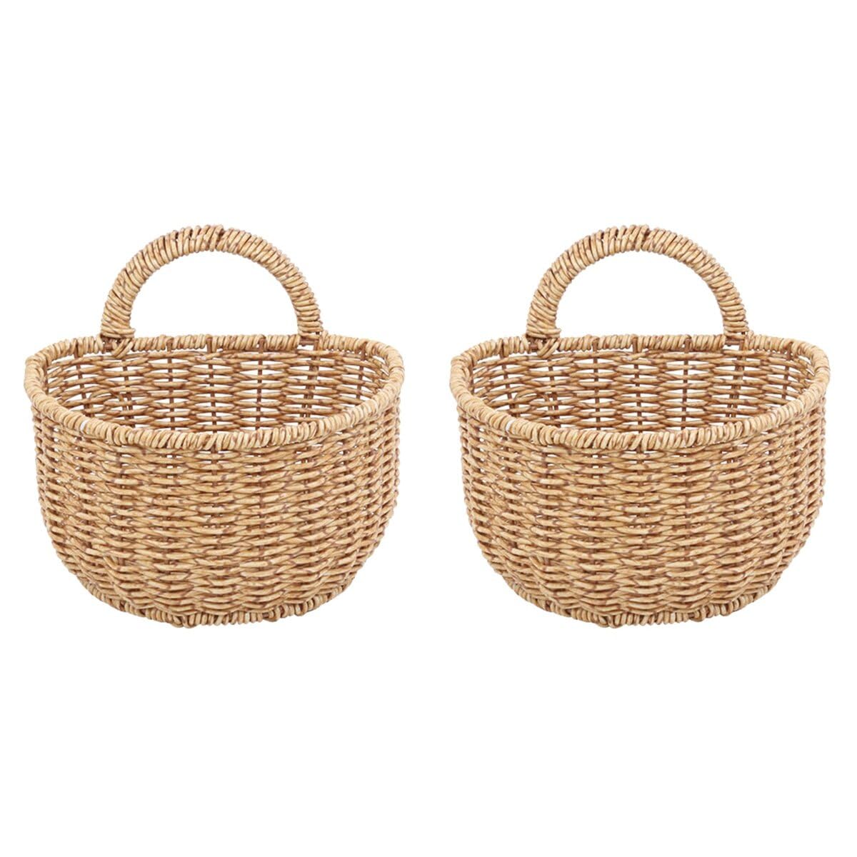 BESTOYARD 2pcs Woven Storage Basket shelf basket sundries storage basket rattan wall outdoor pots hanging rattan basket baskets jute small storage basket wall flower basket bread flowers pp