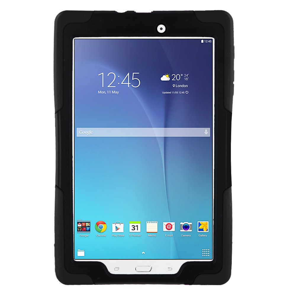 KIQ Armor Series for Samsung Galaxy Tab E 9.6 Case Thick Protective Kickstand Case for Samsung Galaxy Tab E Case SM-T560 2015 (SM-T560/T561/T565/T567) - Black