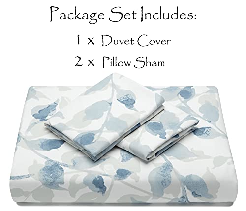 Chanasya Layered Leaf Duvet Cover Set - Duvet Cover (104β x 90β) & 2 Pillow Shams (20β x 36β) - 3-Piece Set, King Size, Blue Taupe