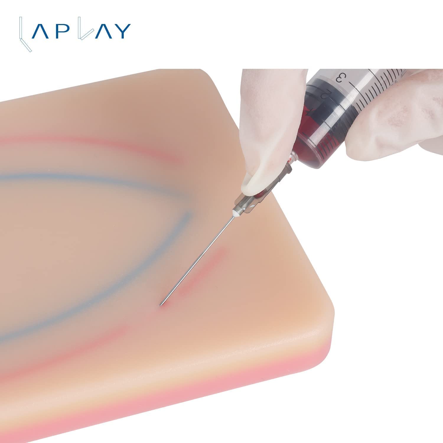 LAPLAY IV Injection Training Pad Model, 4 Veins Imbedded 3 Skin Layers, Reusable and Durable for Doctors, Nurses, Veterinarians Practice Injection