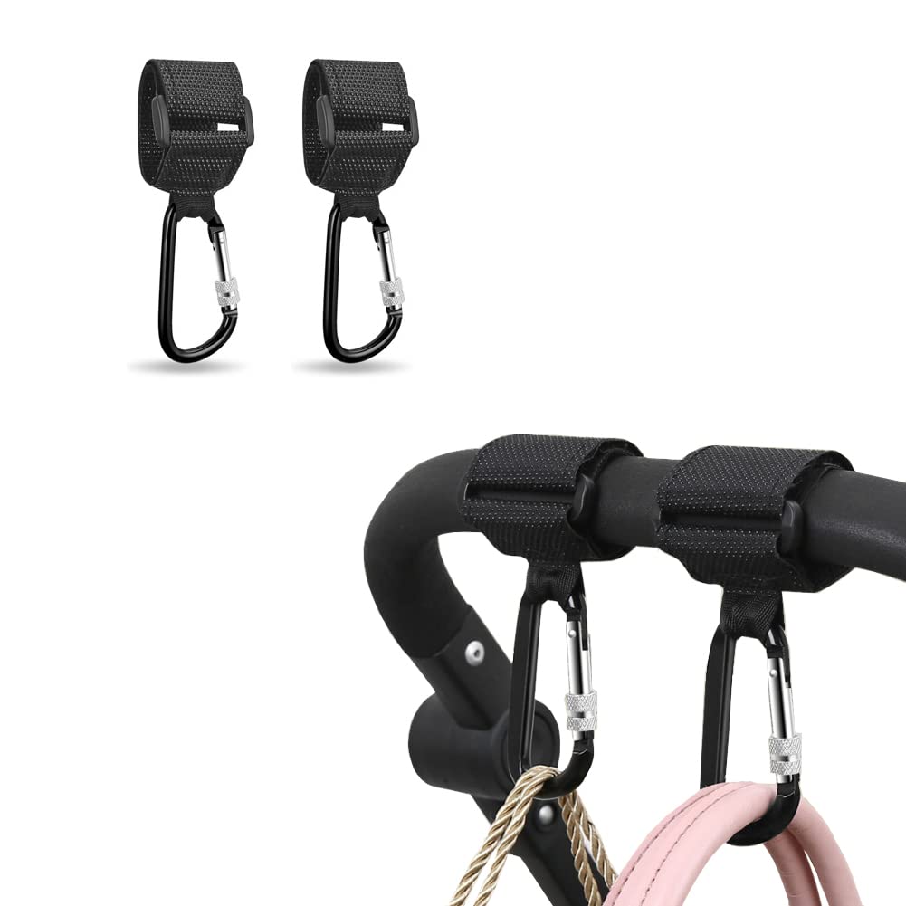 Addabst Stroller Hooks, 2 Pack Baby Stroller Hooks, Universal Stroller Clip, Hook for Stroller (Black)
